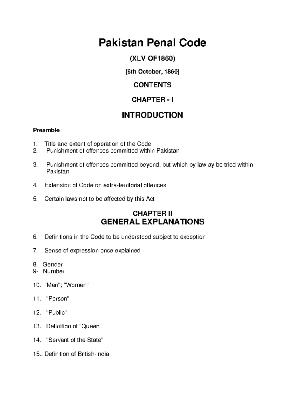 Pakistan penal code xlv of 1860 - English - GC University Lahore - Studocu