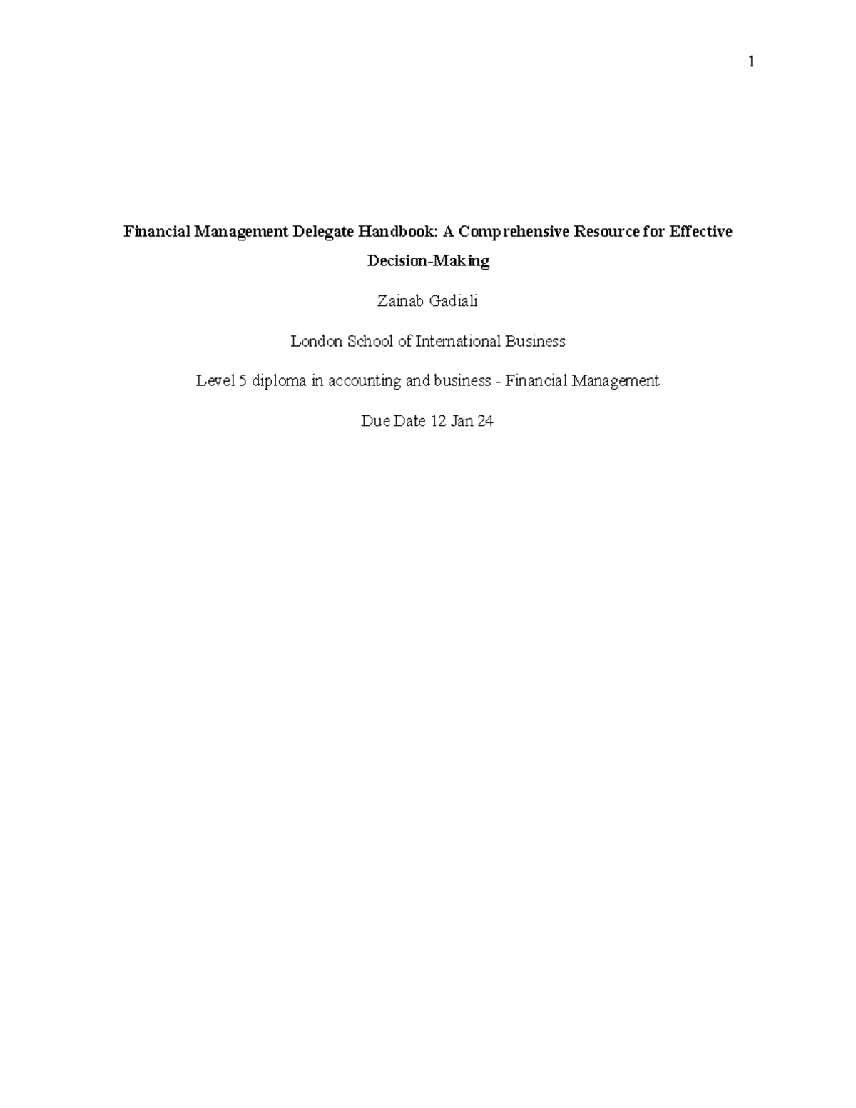 Report on Financial Management Delegate Handbook - 1 Financial ...