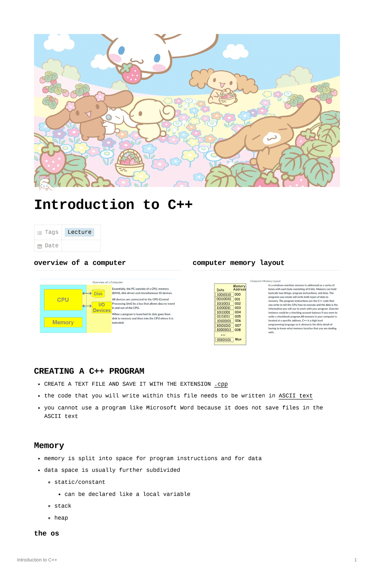 Introduction to C - Introductory notes to the overview of a computer ...