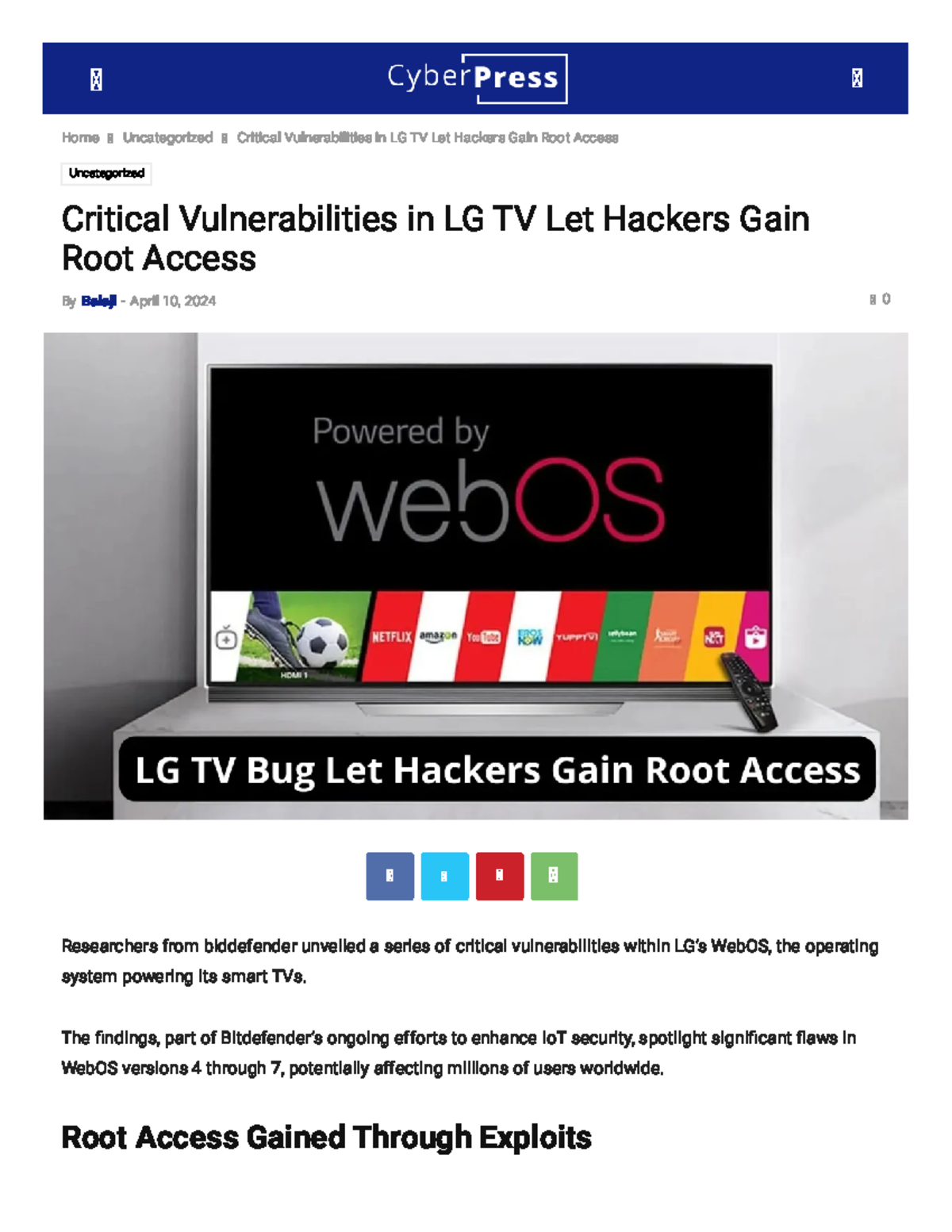Critical Vulnerabilities in LG TV Let Hackers Gain Root Access - Home Uncategorized Critical ...