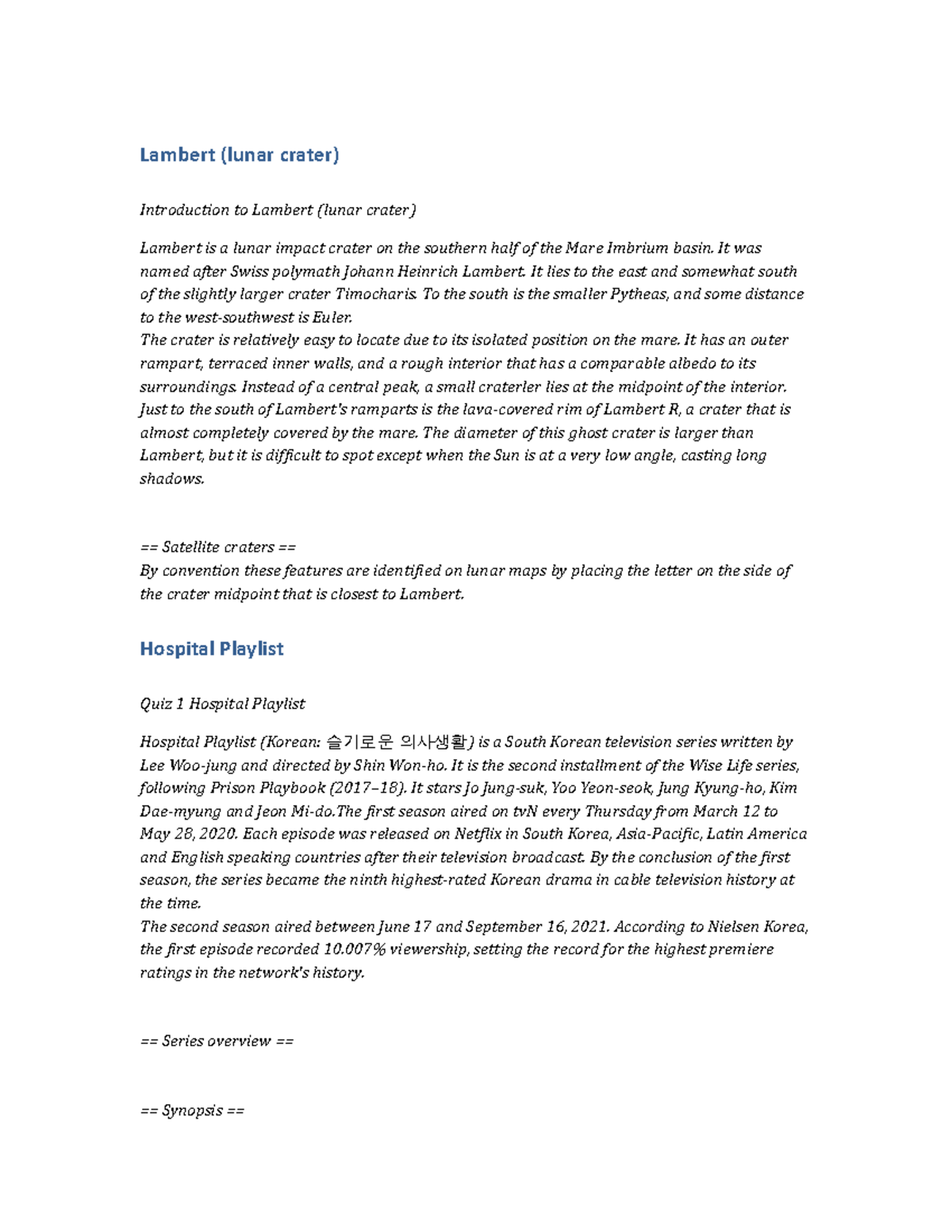 HIST123 Essay Lambert (lunar crater) - Lambert (lunar crater ...
