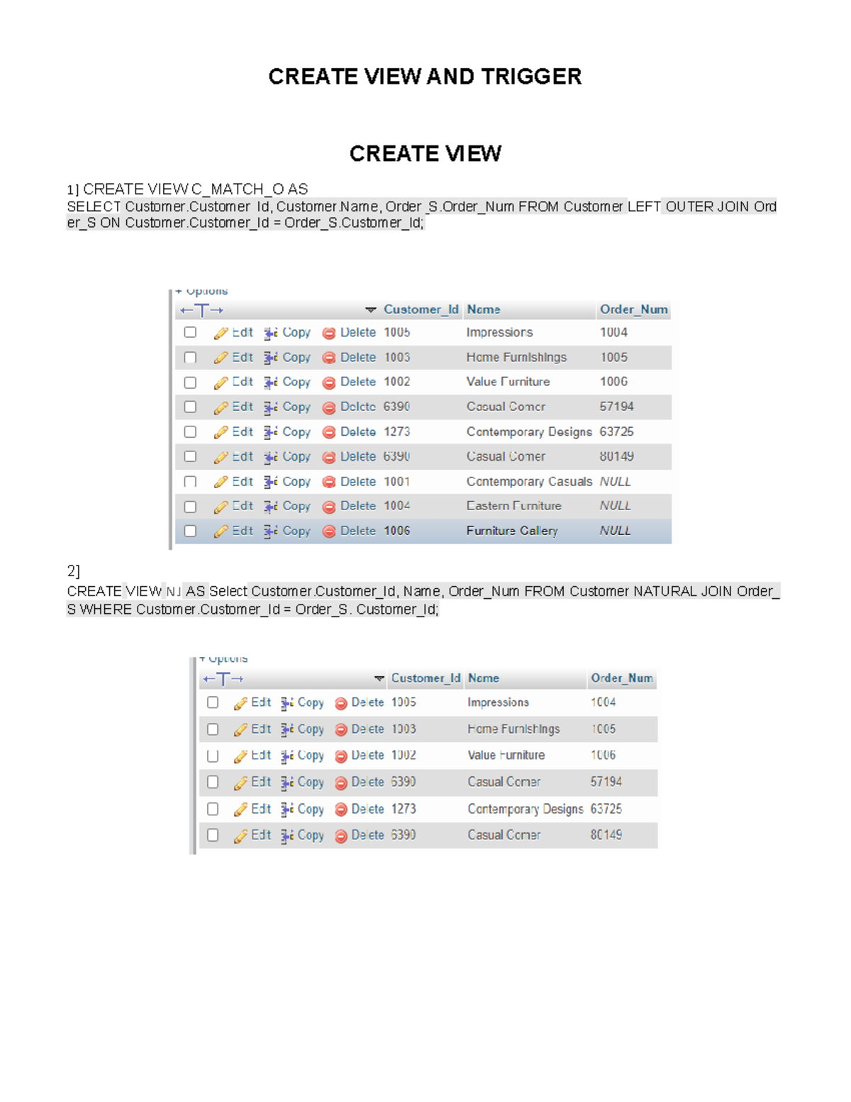 Create VIEW AND Trigger Programming - Technology and Livelihood ...