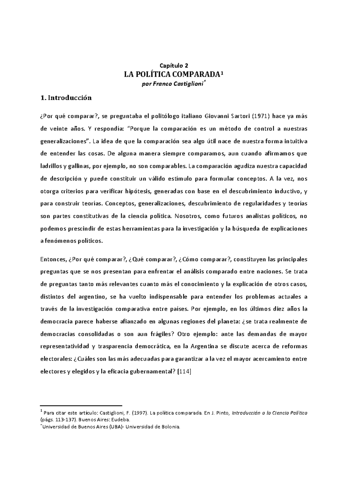 388515997 La politica comparada - Capítulo 2 LA POLÍTICA COMPARADA 1 ...