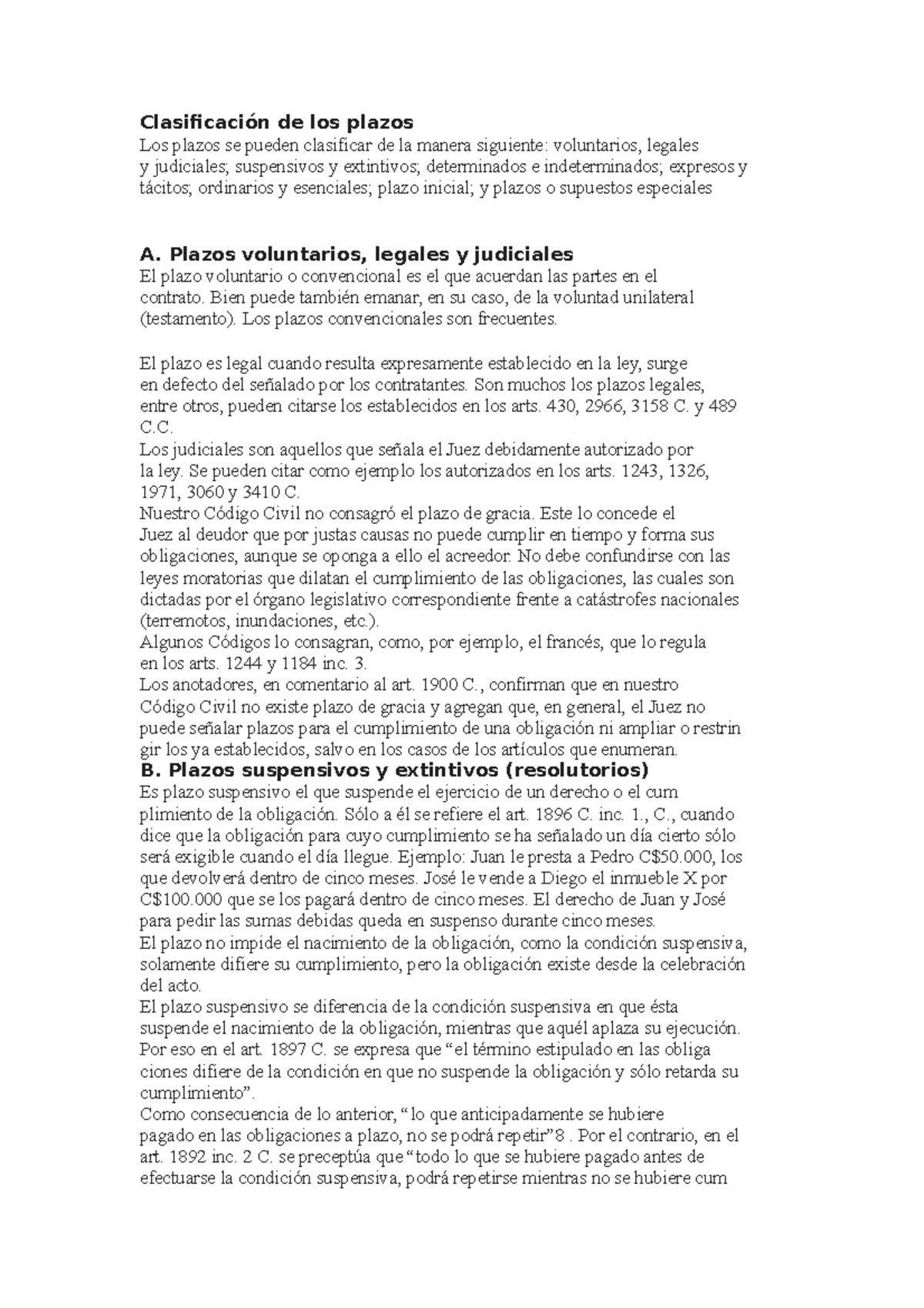 Clasificación de los plazos - Clasificación de los plazos Los plazos se ...