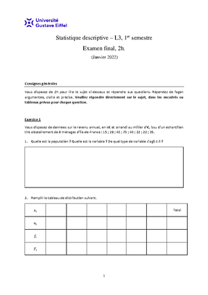 TD-6 - C'est un td de stat - UGE – L3 Gestion 1 Statistique Descriptive ...