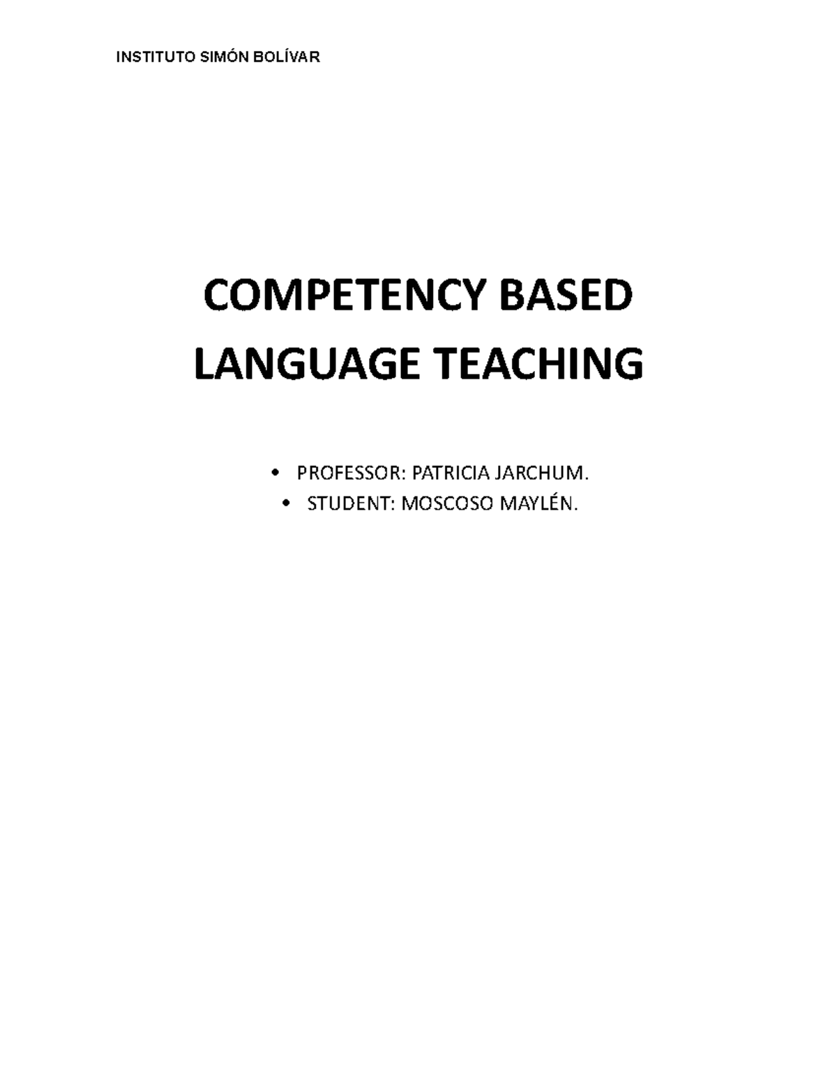 Competency Based Language Teaching Moscoso - COMPETENCY BASED LANGUAGE ...