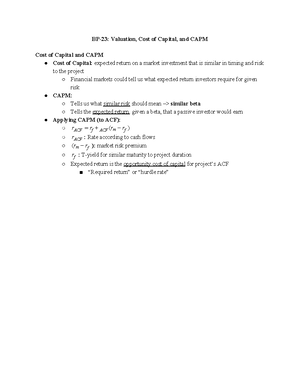 MID TERM Formula Sheet - 1 FORMULA SHEET Non Operating Working Capital ...