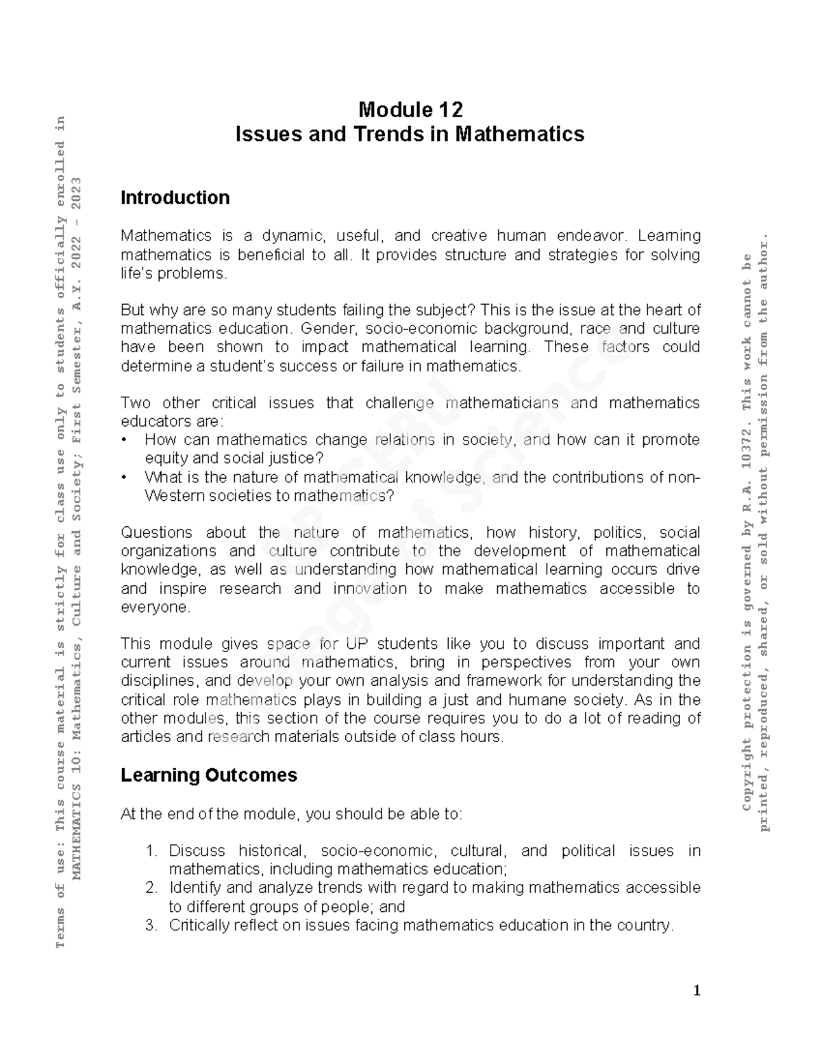 MATH 10 Module 12 Issues and Trends in Math - Module 12 Issues and ...