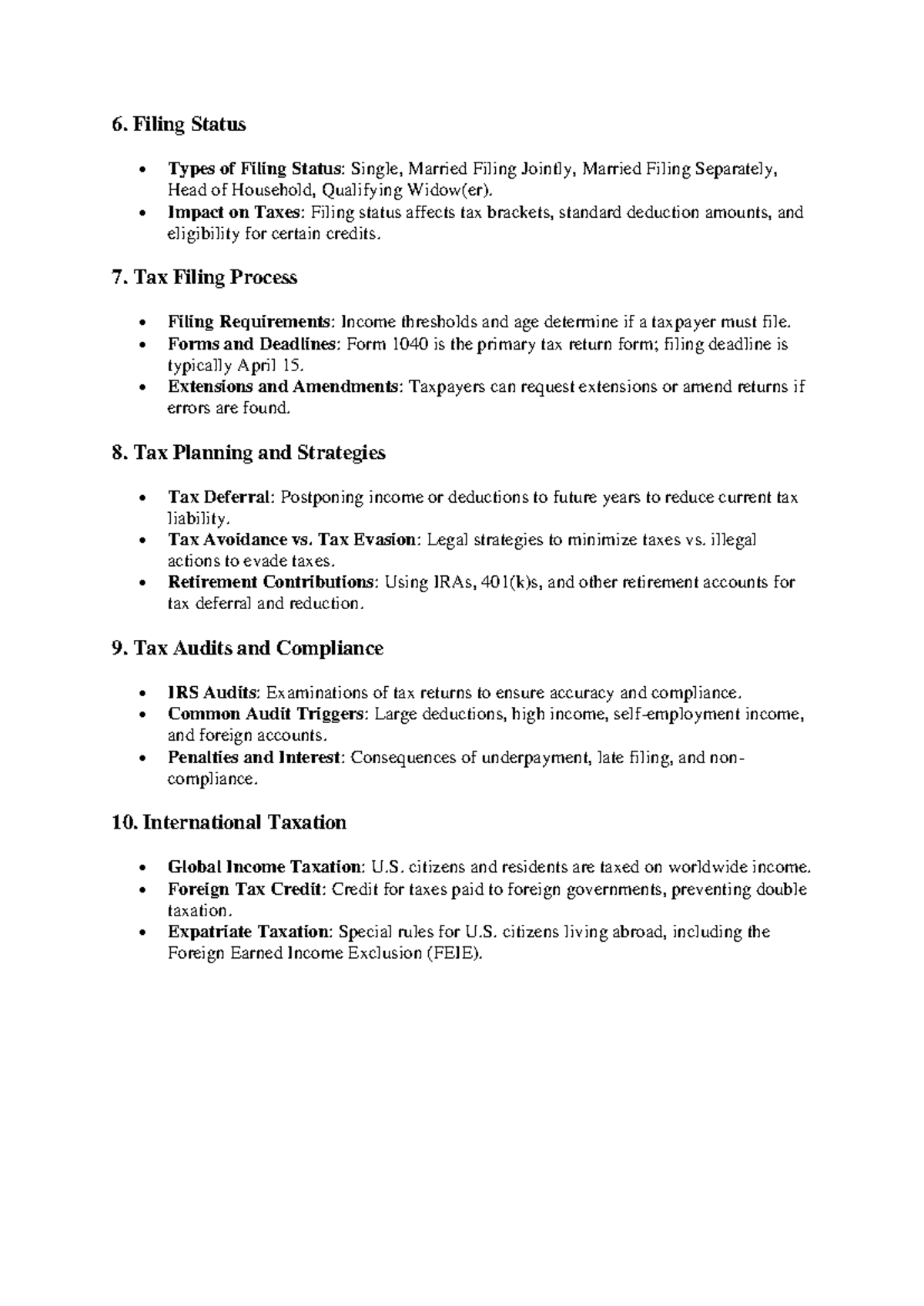 Tax Audits and Compliance - 6. Filing Status • Types of Filing Status ...
