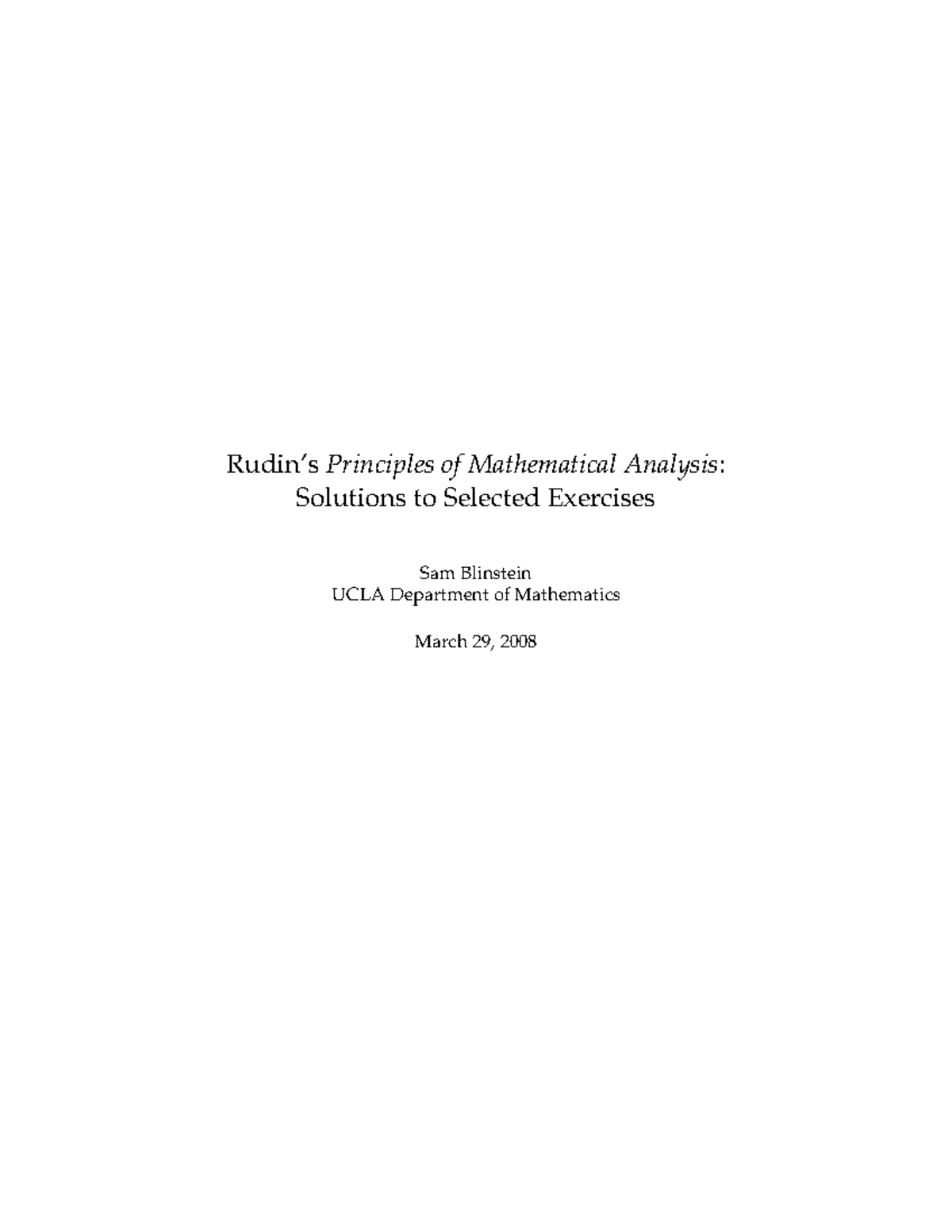 Dokumen - Rudin’s Principles of Mathematical Analysis: Solutions to ...