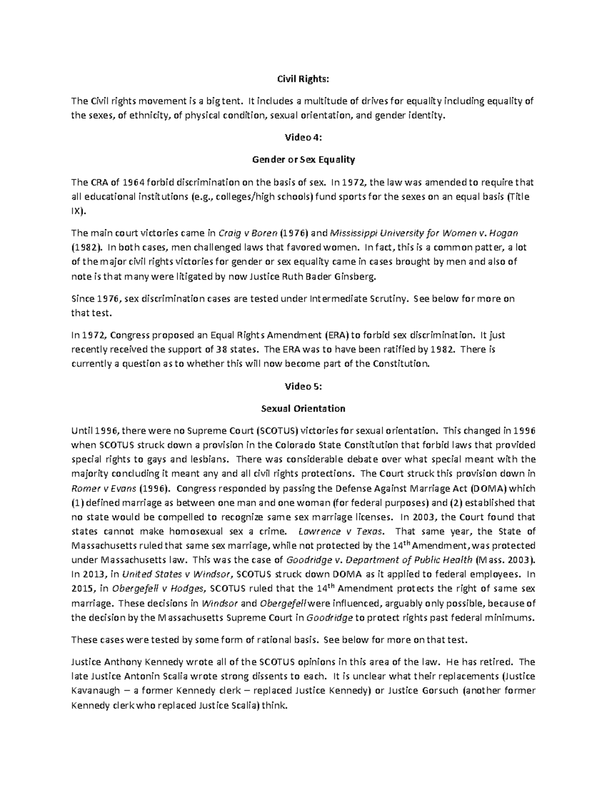 Civil Rights lecture notes - Civil Rights: The Civil rights movement is ...