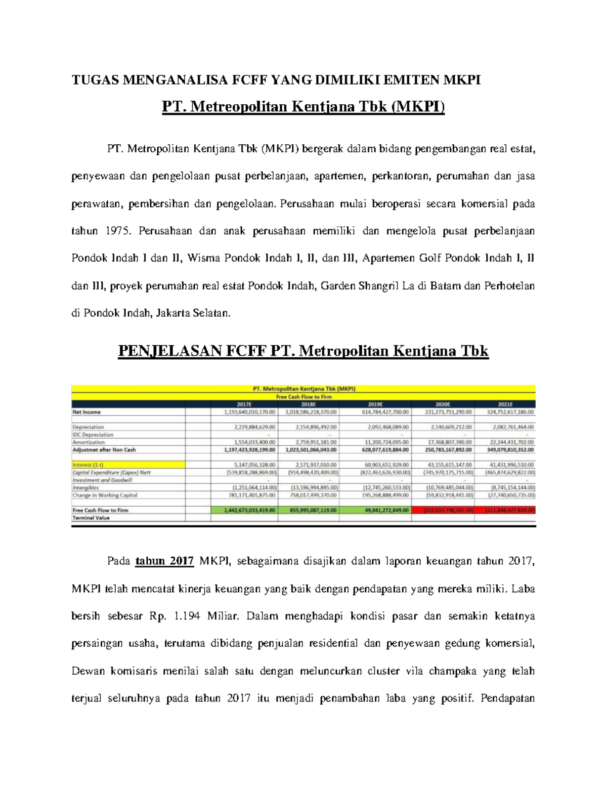Tugas Menganalisa FCFF Yang Dimiliki Emiten MKPI - TUGAS MENGANALISA ...