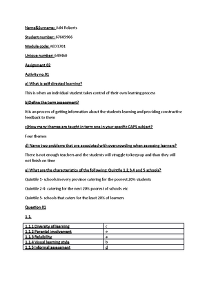 EED2601 - Unisa - Environmental Education (BE.D) - Studocu