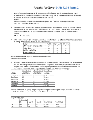 Exam 3 Practice Problems with Solutions - Page 1 of 1 MAR 3203 Exam 3 – Practice Problems with ...