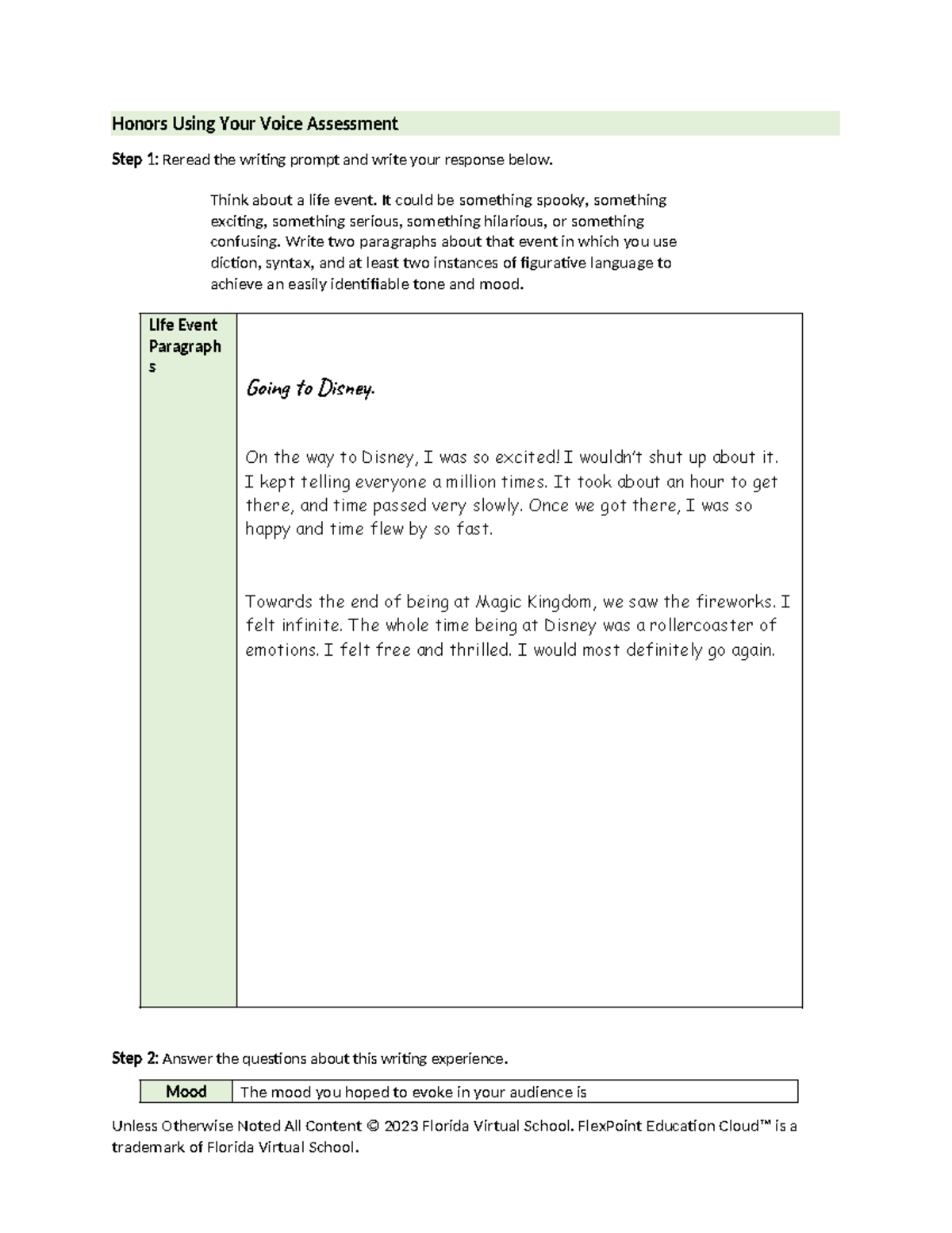 01 07 using your voice assessment - Honors Using Your Voice Assessment ...