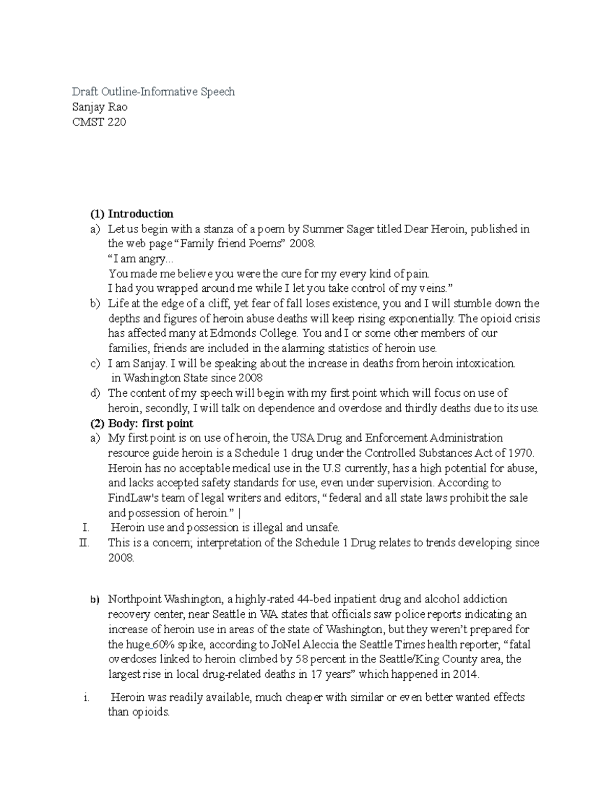 Draft Outline - informative speech - Draft Outline-Informative Speech ...