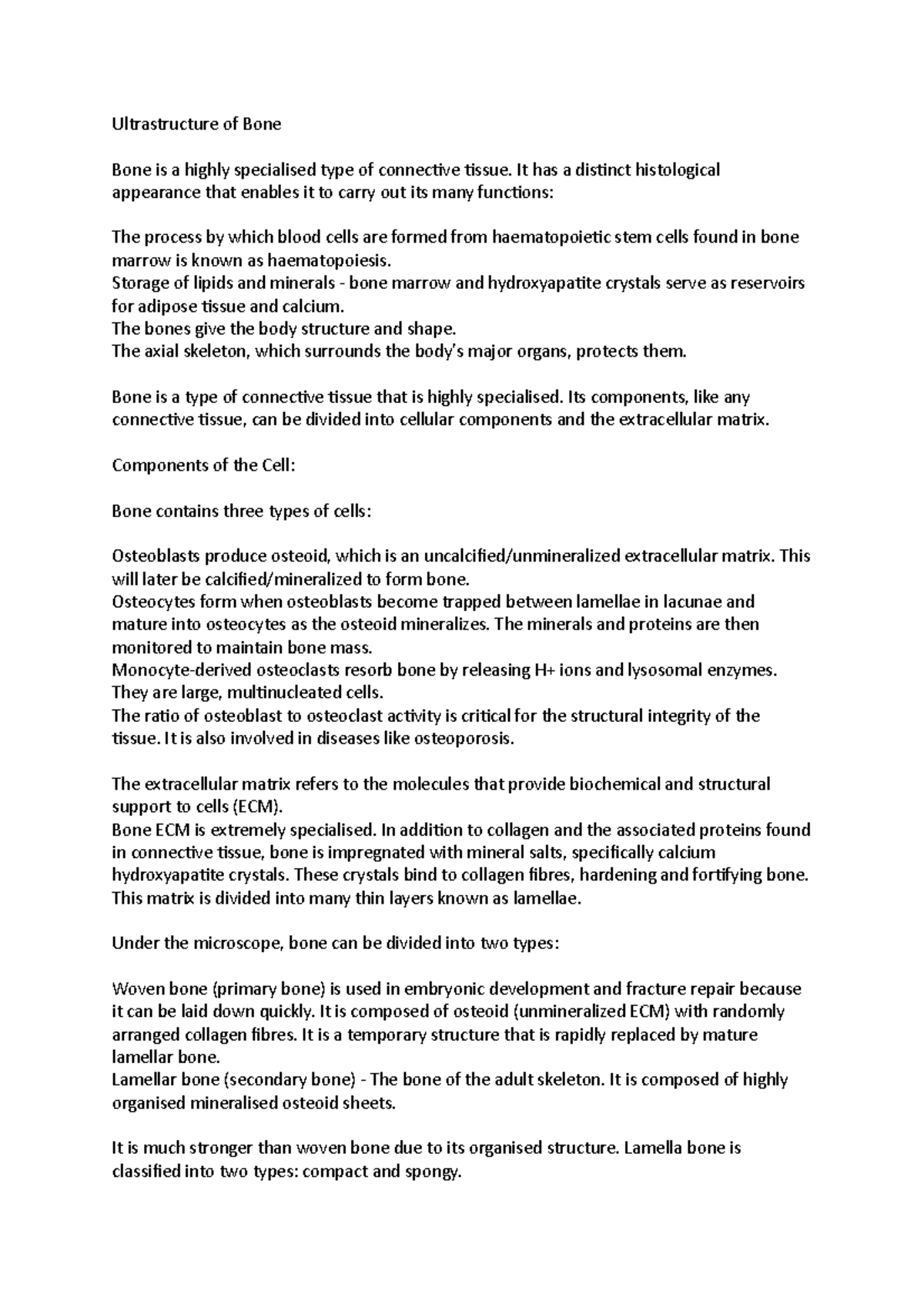 Ultrastructure of Bone - Ultrastructure of Bone Bone is a highly ...