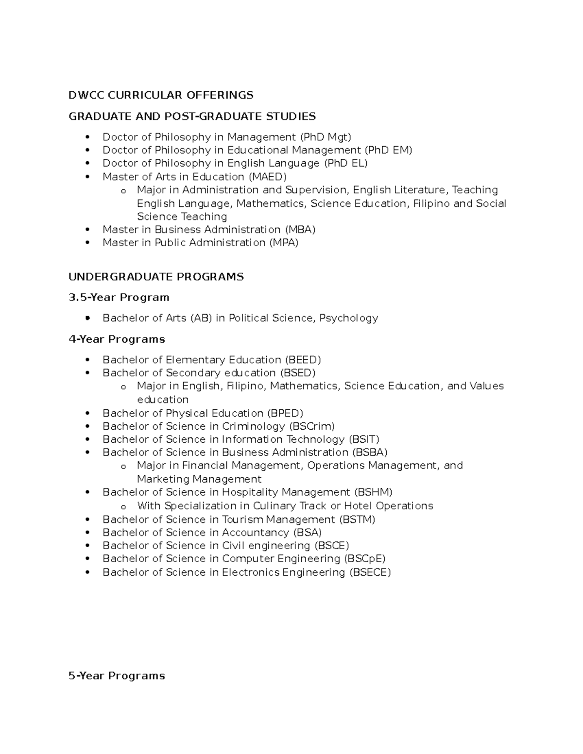 Curricular Offerings - It will serve as your reference. Have a great ...