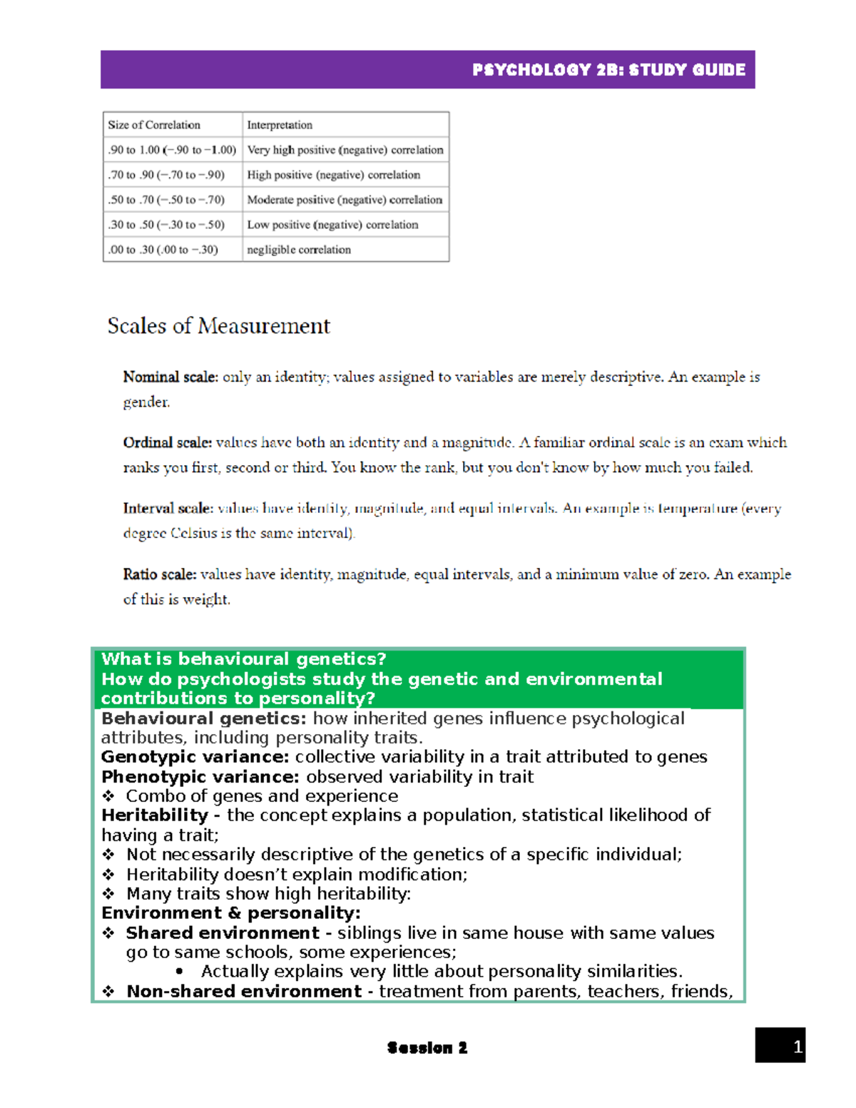 Session 2 Psych 2B, study guide - What is behavioural genetics? How do ...