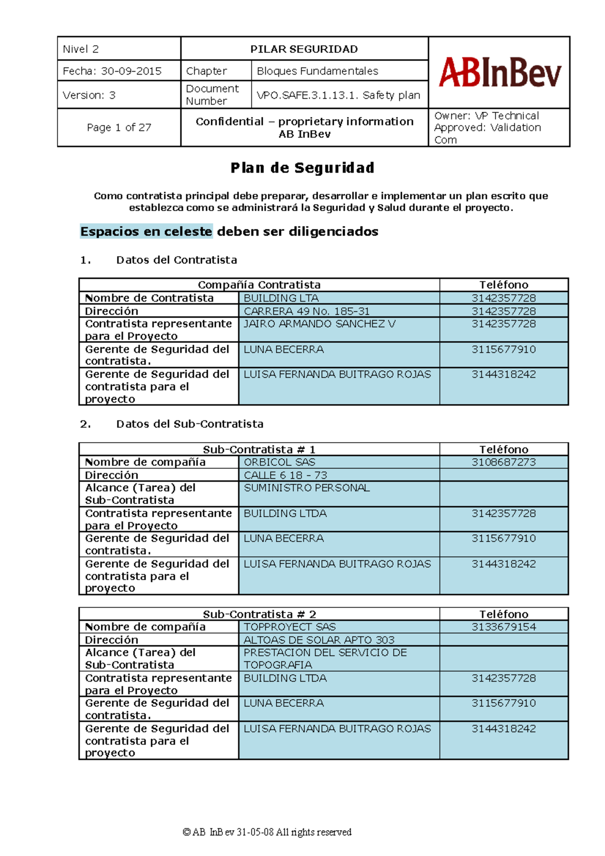 VPO.SAFE.3.1.13.1 Plan de Seguridad-1 Safety Plan - Fecha: 30-09-2015 ...