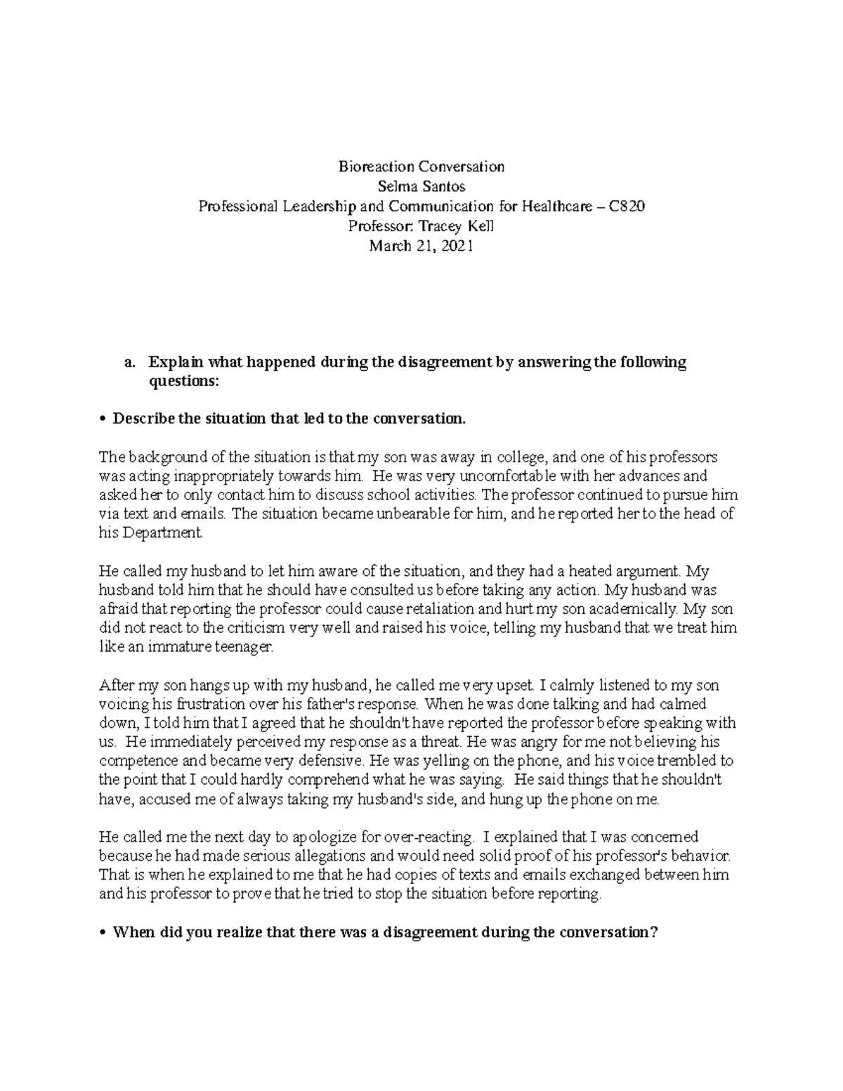 Bioreaction Conversation - Bioreaction Conversation Selma Santos ...