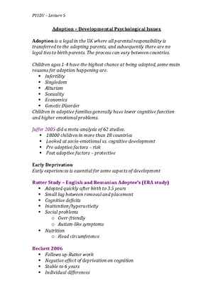 Developmental Psychology Revision Notes - DEVELOPMENTAL PSYCHOLOGY ...