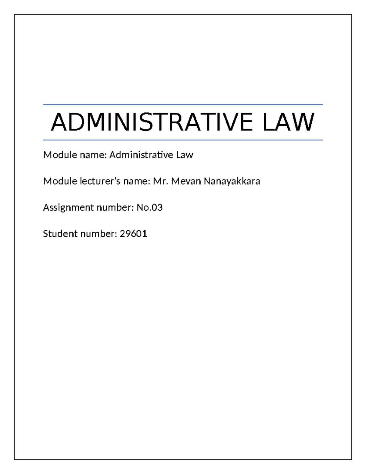 AD (Case Study) - lecture notes - ADMINISTRATIVE LAW Module name ...
