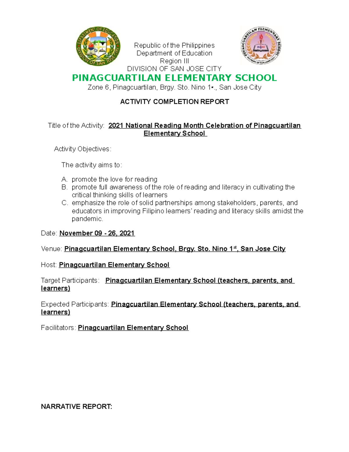 Acr - reading month celebration 2021 - Republic of the Philippines ...