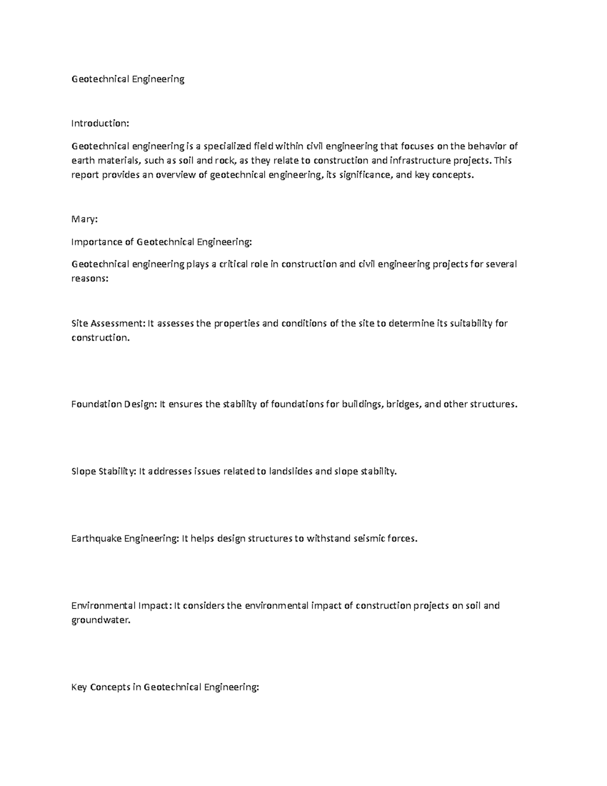 Geotechnical-Engineering - Geotechnical Engineering Introduction: Geotechnical engineering is a ...