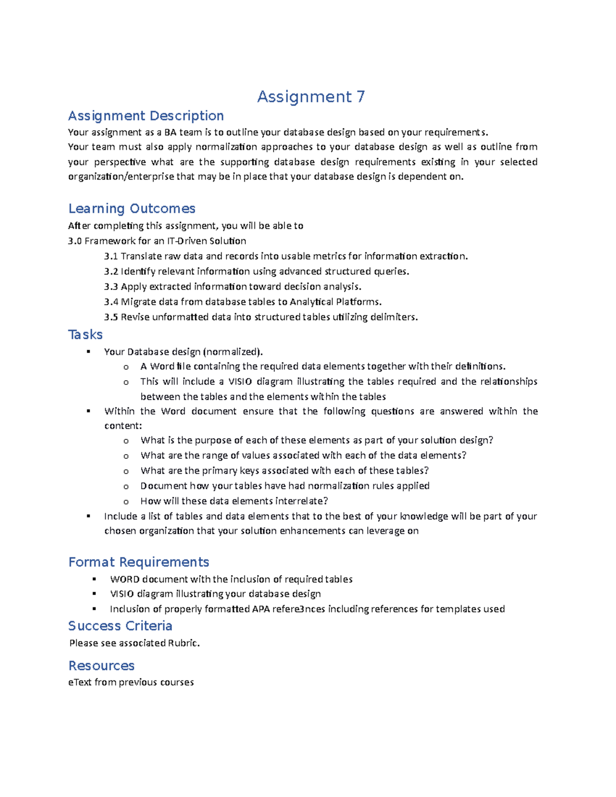 Assignment 7 - none - Assignment 7 Assignment Description Your ...