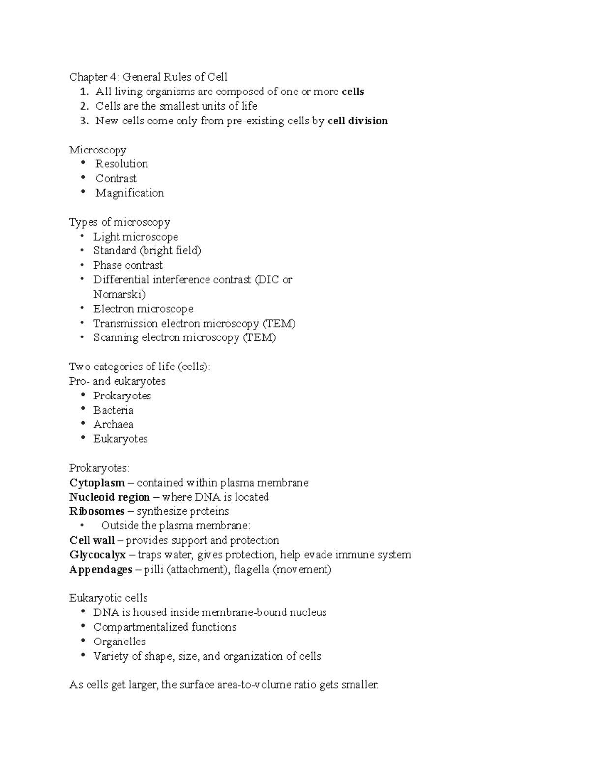Chapture 2 Biology Notes - Chapter 4: General Rules of Cell 1. All ...