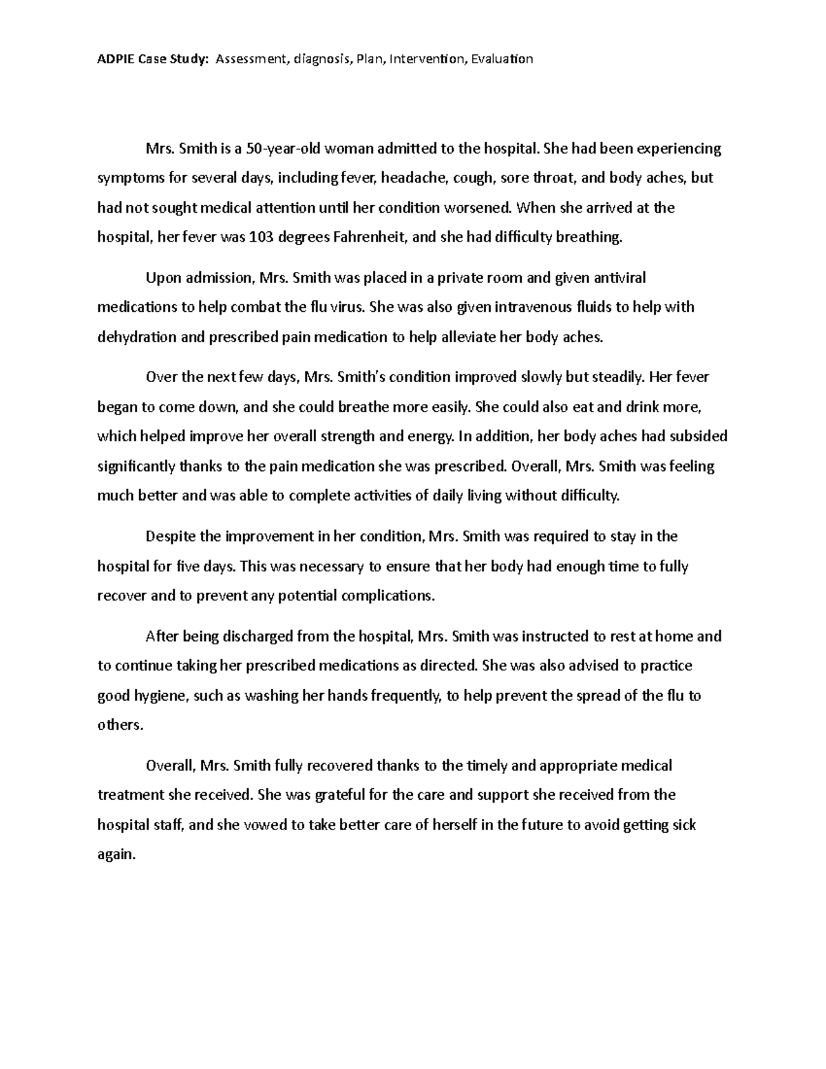 Adpie case study - med - ADPIE Case Study: Assessment, diagnosis, Plan ...