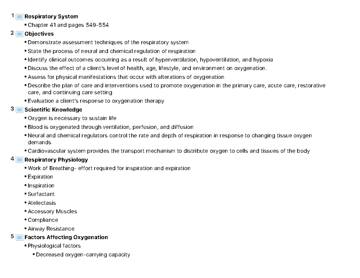 N246 respiratory PDF - notes - 1 Respiratory System Chapter 41 and ...
