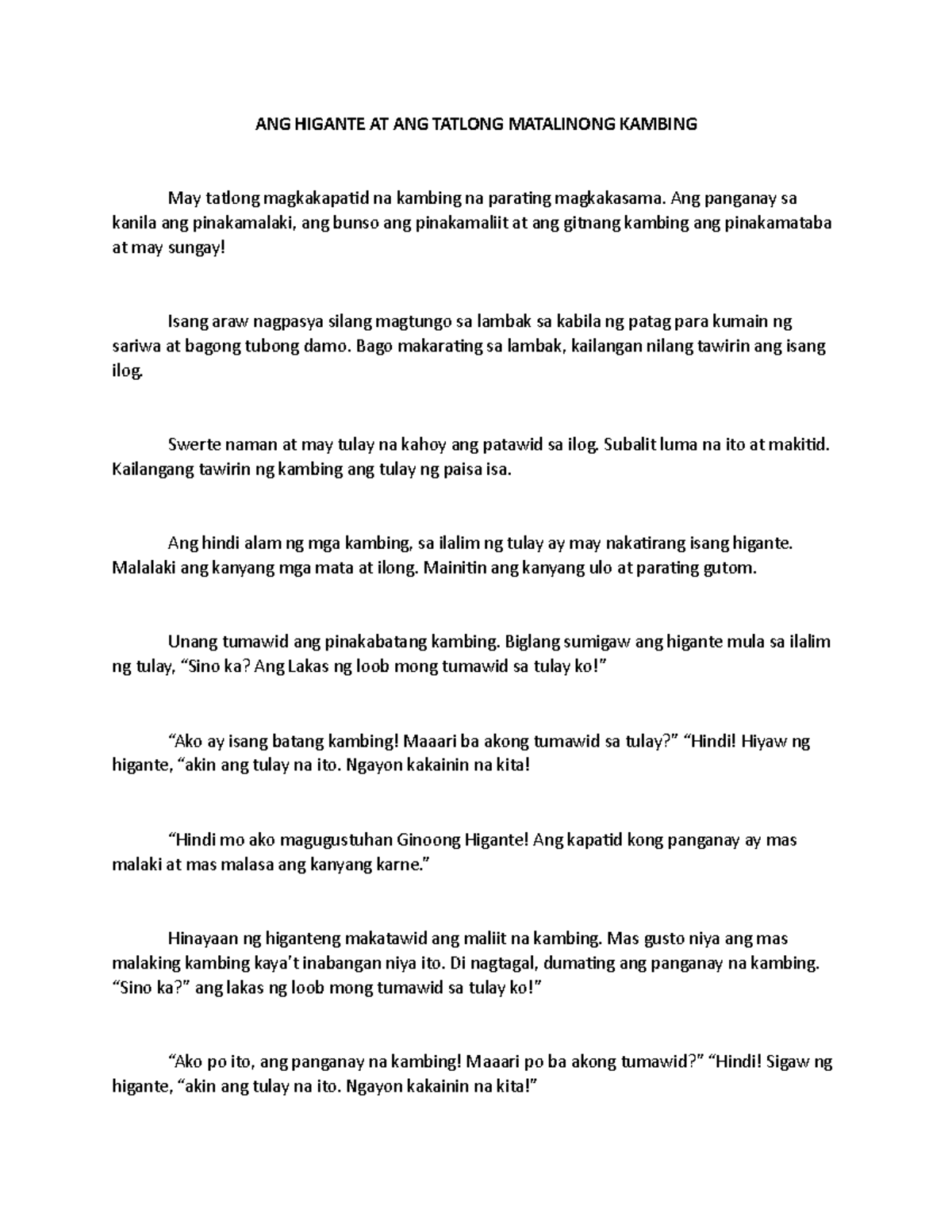 ANG Higante AT ANG Tatlong Matalinong Kambing - ANG HIGANTE AT ANG ...