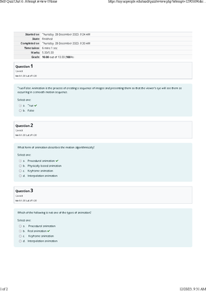 MATH 1281 Statistical Inference - Self-Quiz Unit 2 Attempt review - Started on Thursday, 10 ...