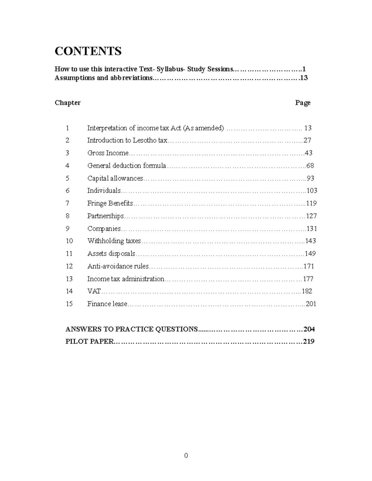 FTX CAS Textbook - Lesotho Taxation study text - CONTENTS How to use ...