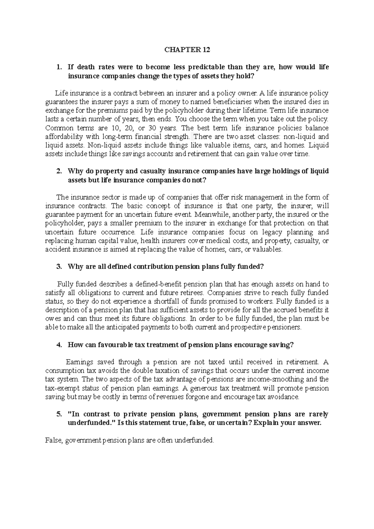 Chapter 12 - its very helpful - CHAPTER 12 If death rates were to ...