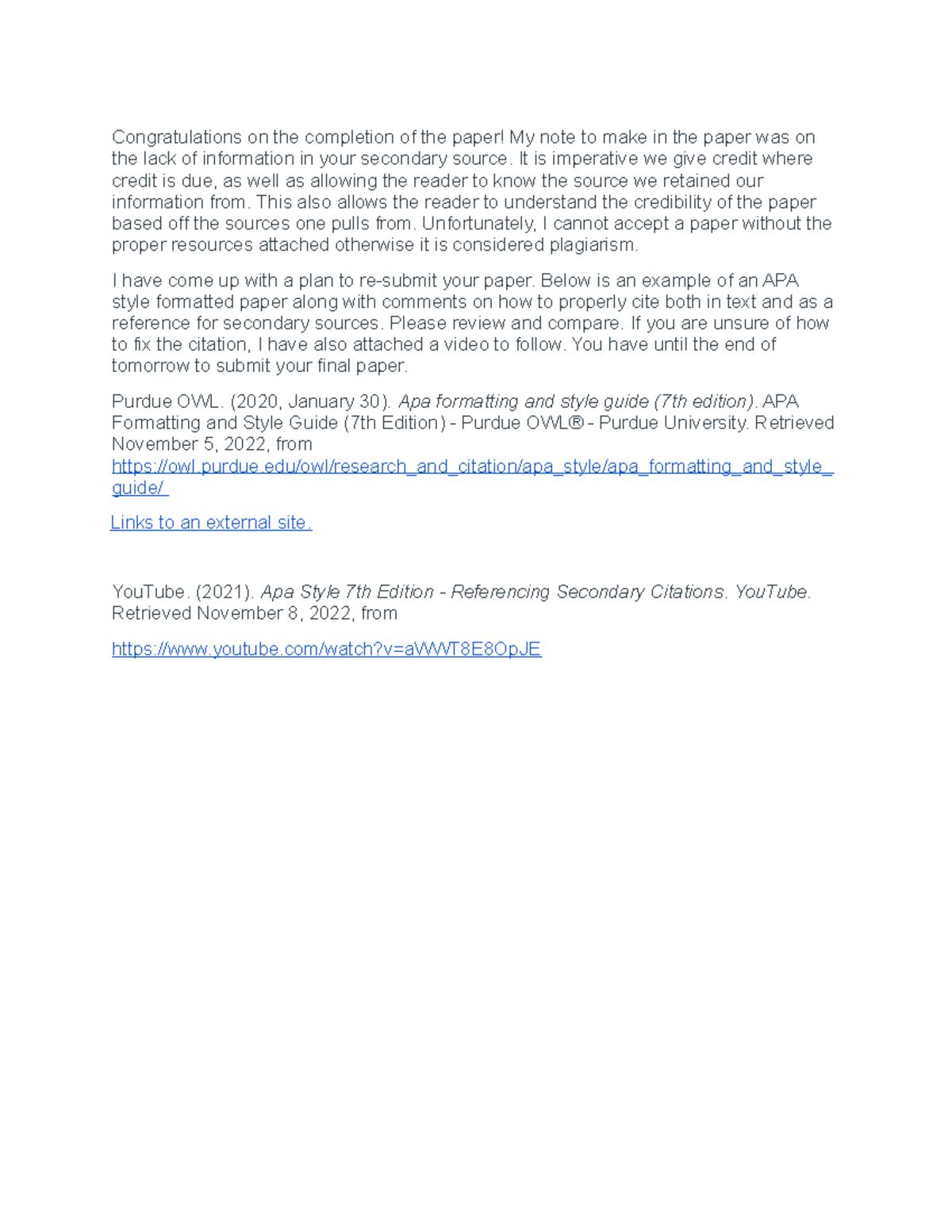 Unit 2 Discussion - APA Formatting - Congratulations on the completion ...