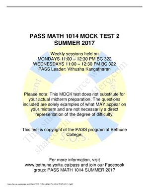 MATH 1014 - Yorku - Applied Calculus II - Studocu