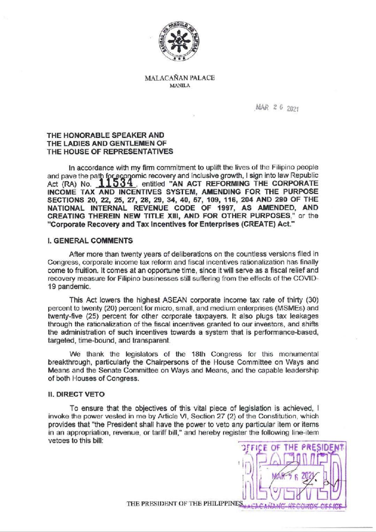 Create law RA - BS Accountancy - Studocu