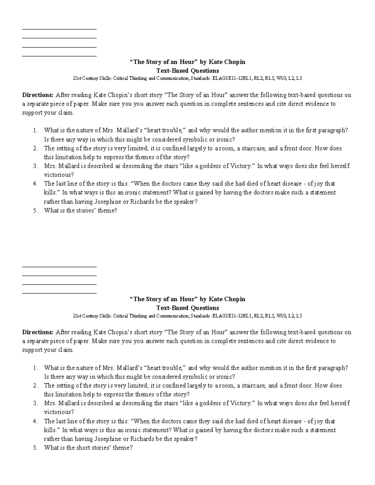 The Storyofan Hour Text-Based Discussion Questions