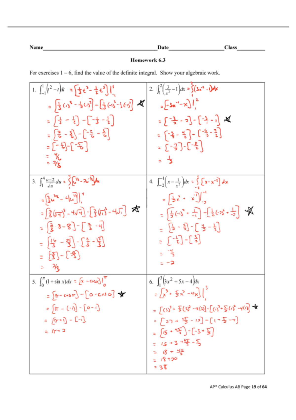 AP Calculus 6.3 Homework - Studocu
