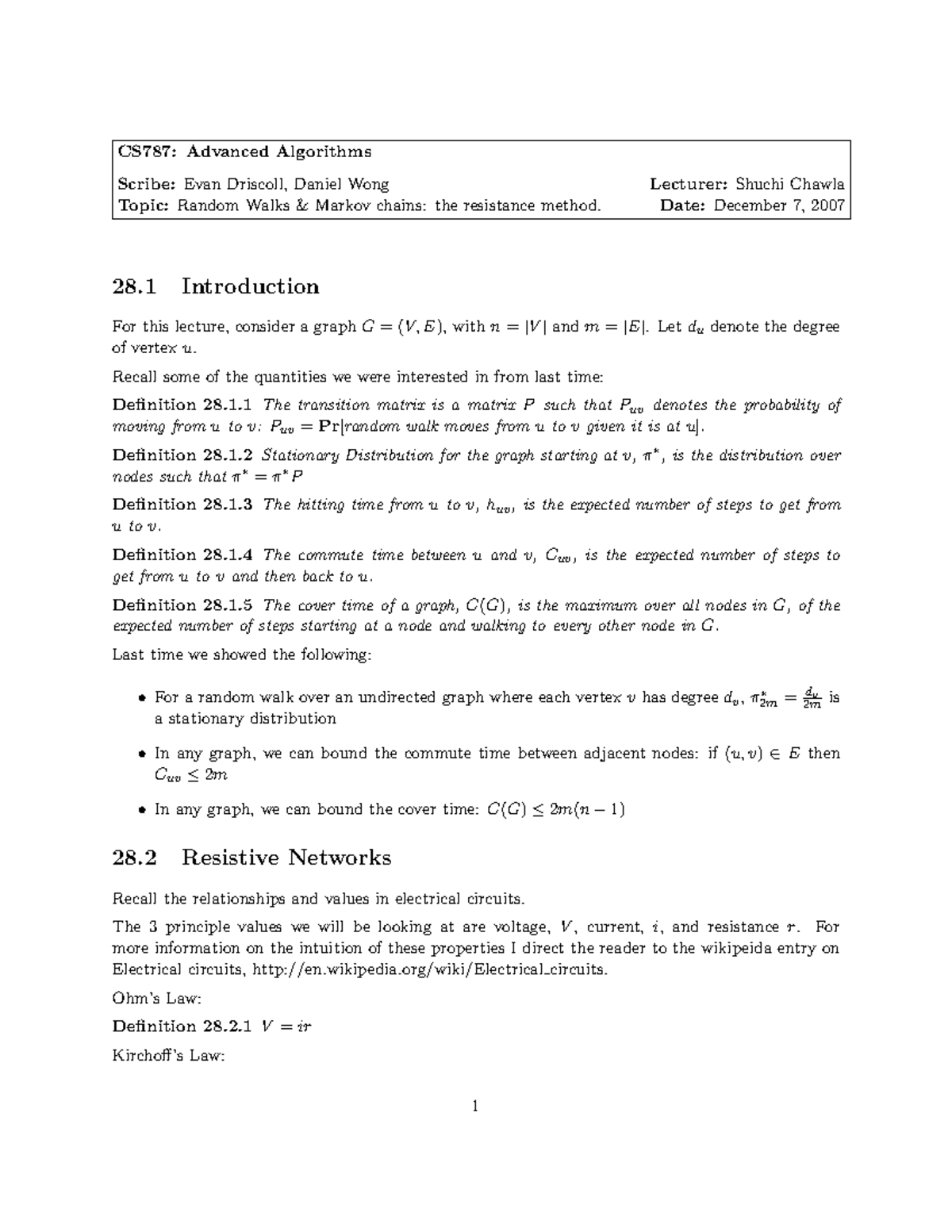 Lecture notes, lecture 28 - Introduction - CS787: Advanced Algorithms ...