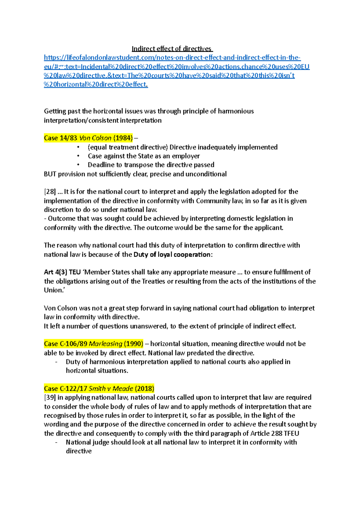 Indirect effect of directives - Indirect effect of directives - Studocu