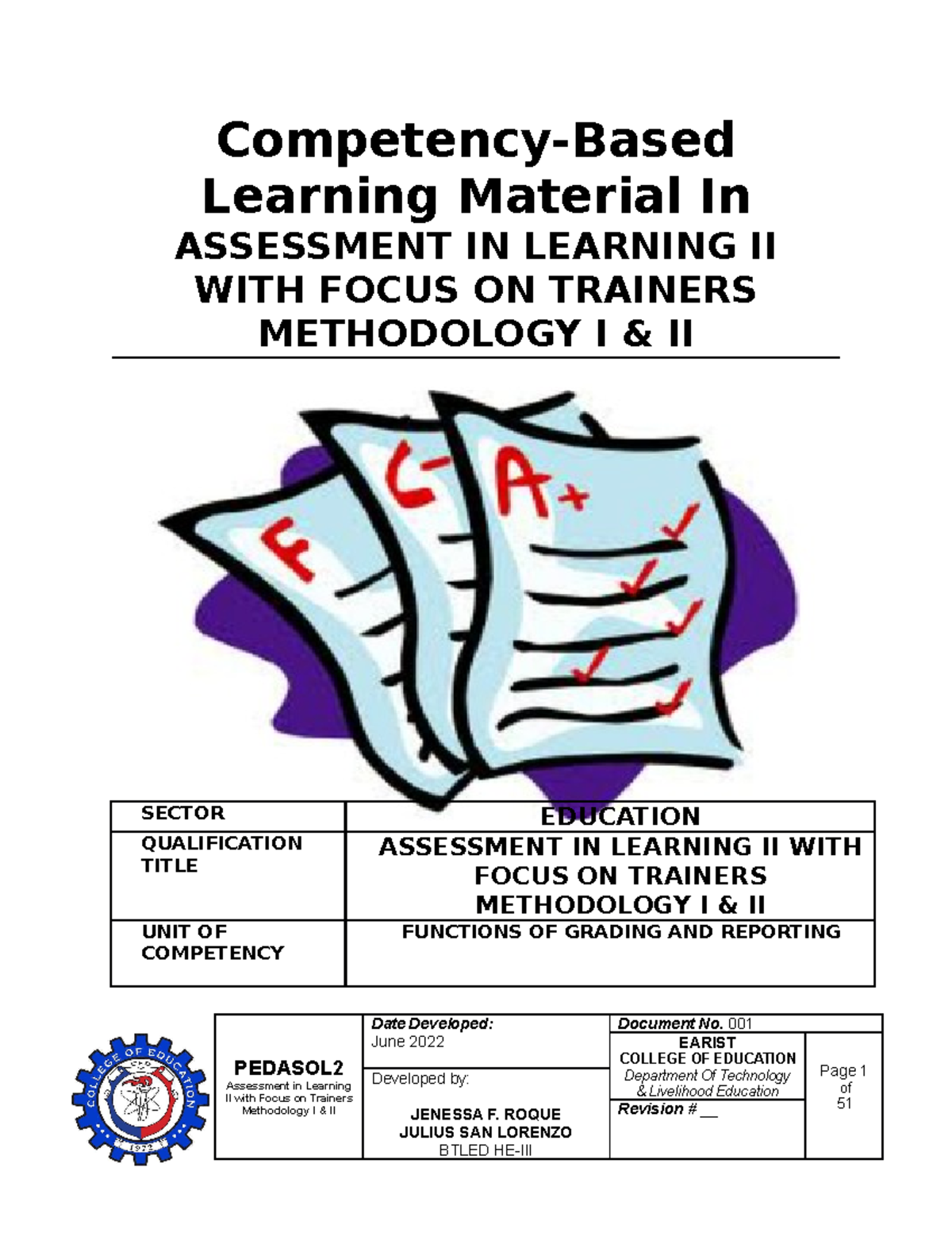 CBLM- Chapter 10- Grading AND Reporting - Competency-Based Learning Material In ASSESSMENT IN ...