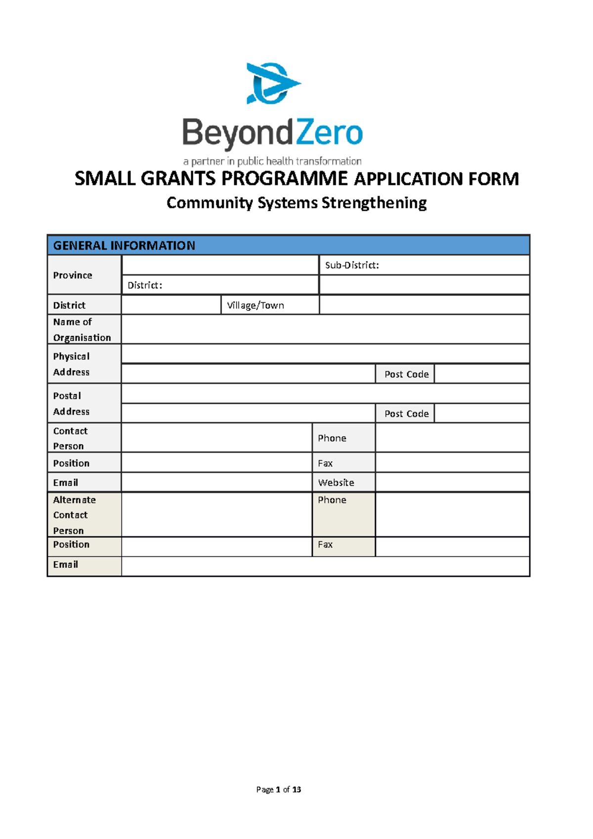 BZ-Application-Form Small-Grant-Programme - SMALL GRANTS PROGRAMME ...