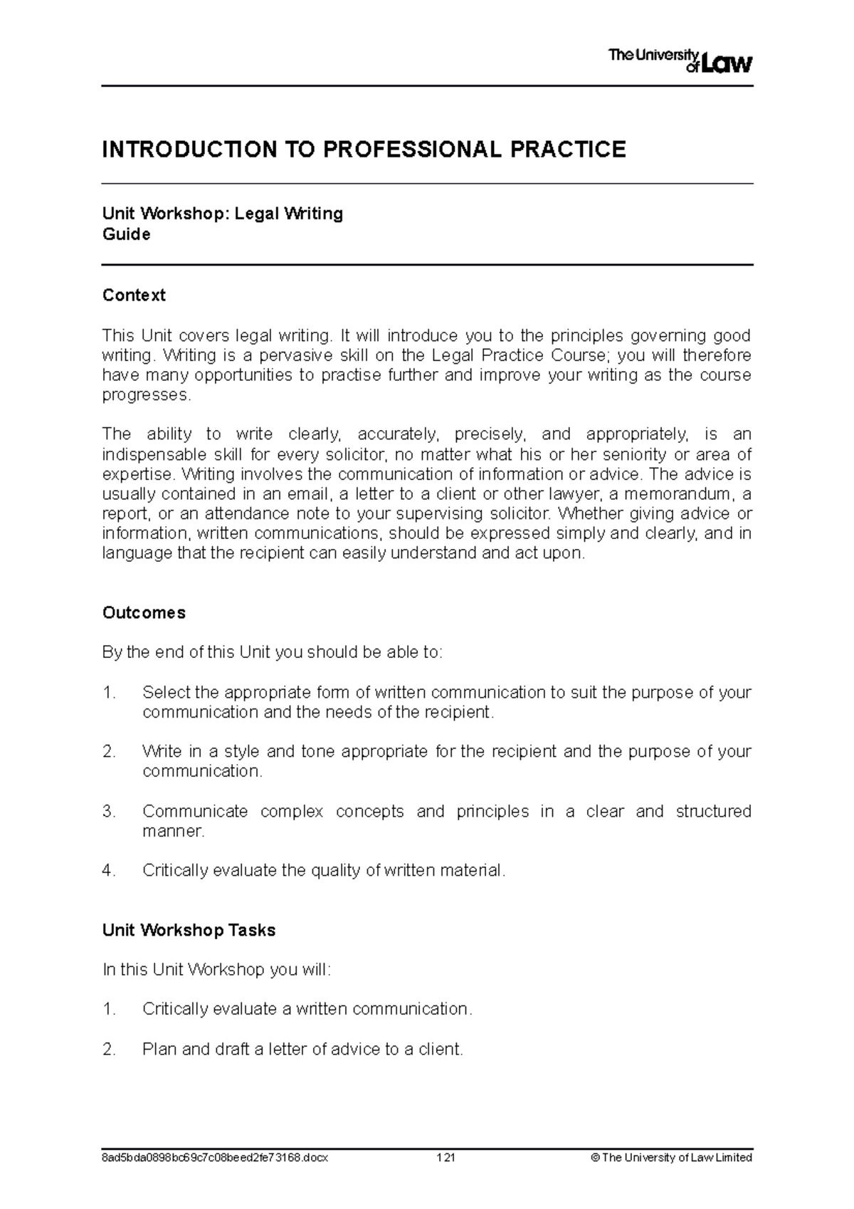 2223 ipp ws writing ce01 guide - INTRODUCTION TO PROFESSIONAL PRACTICE ...