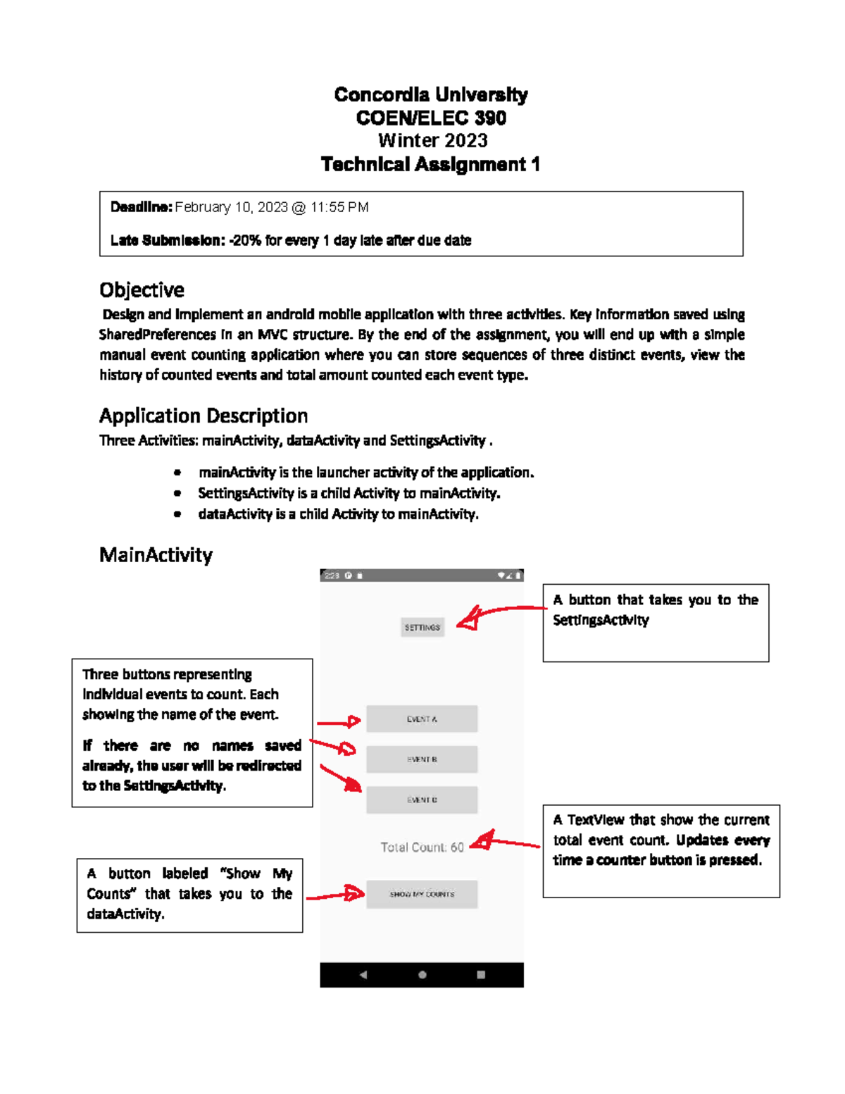 Technical Assignment 1 - 2023 Winter - COEN 390 - Winter 2023 February 10, 2023 @ 11:55 PM - Studocu