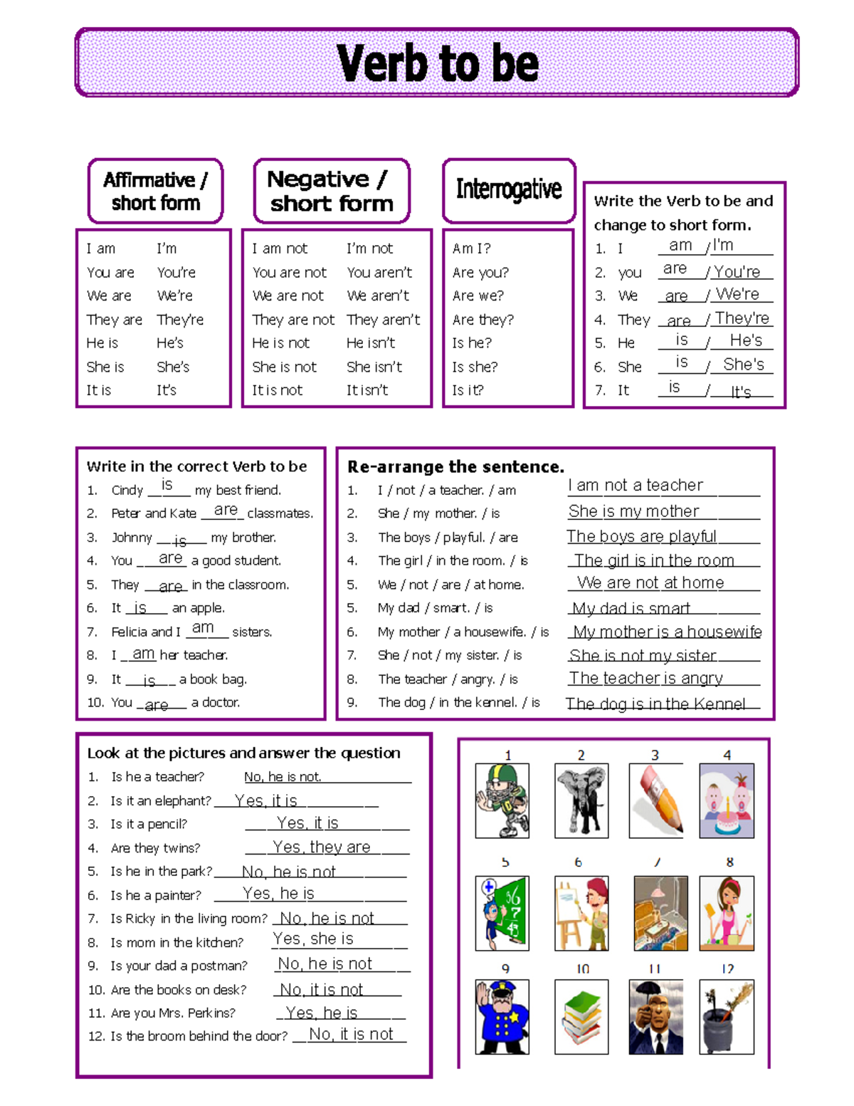 Activity 2 - To Be - Verbo to be - I am I’m You are You’re We are We’re ...