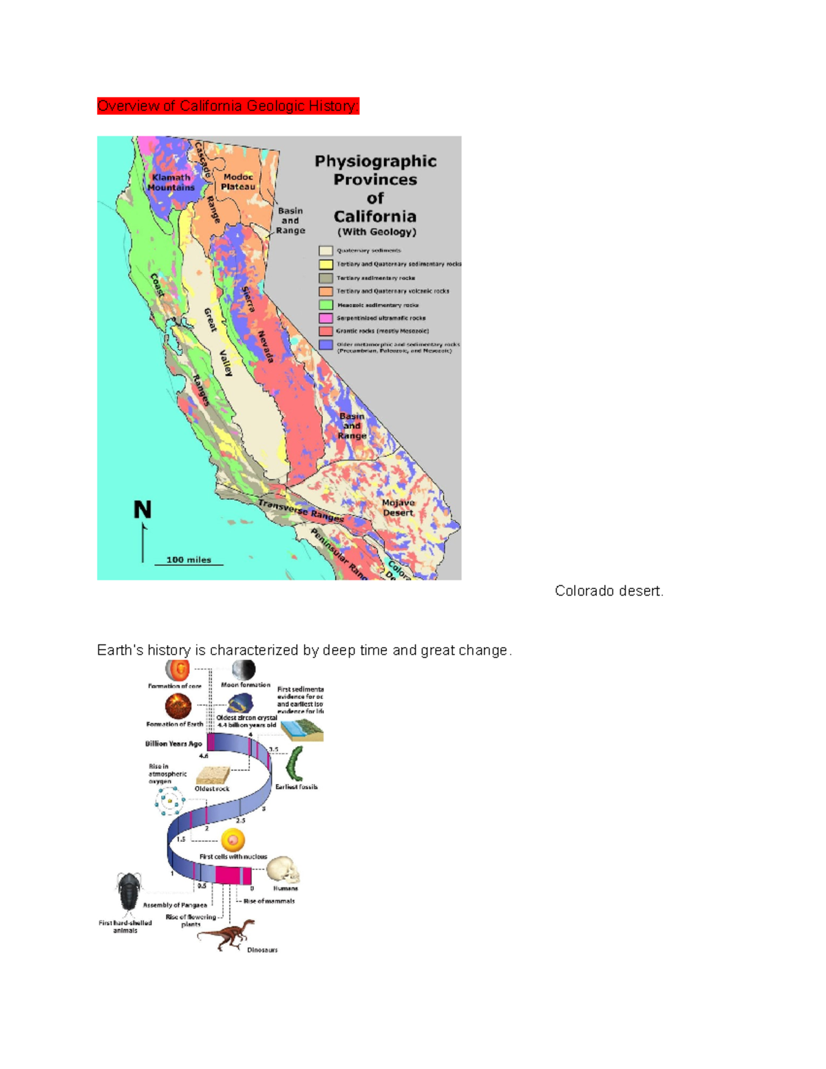Overview of California Geologic History - Overview of California ...